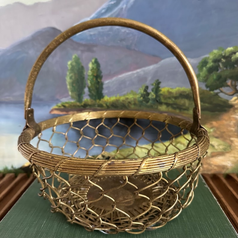Vintage Heavy Brass Wire Basket, Made in India - Etsy