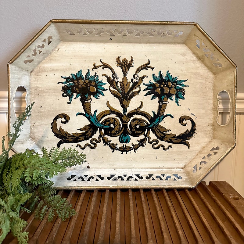 Vintage Metal Tray - Etsy