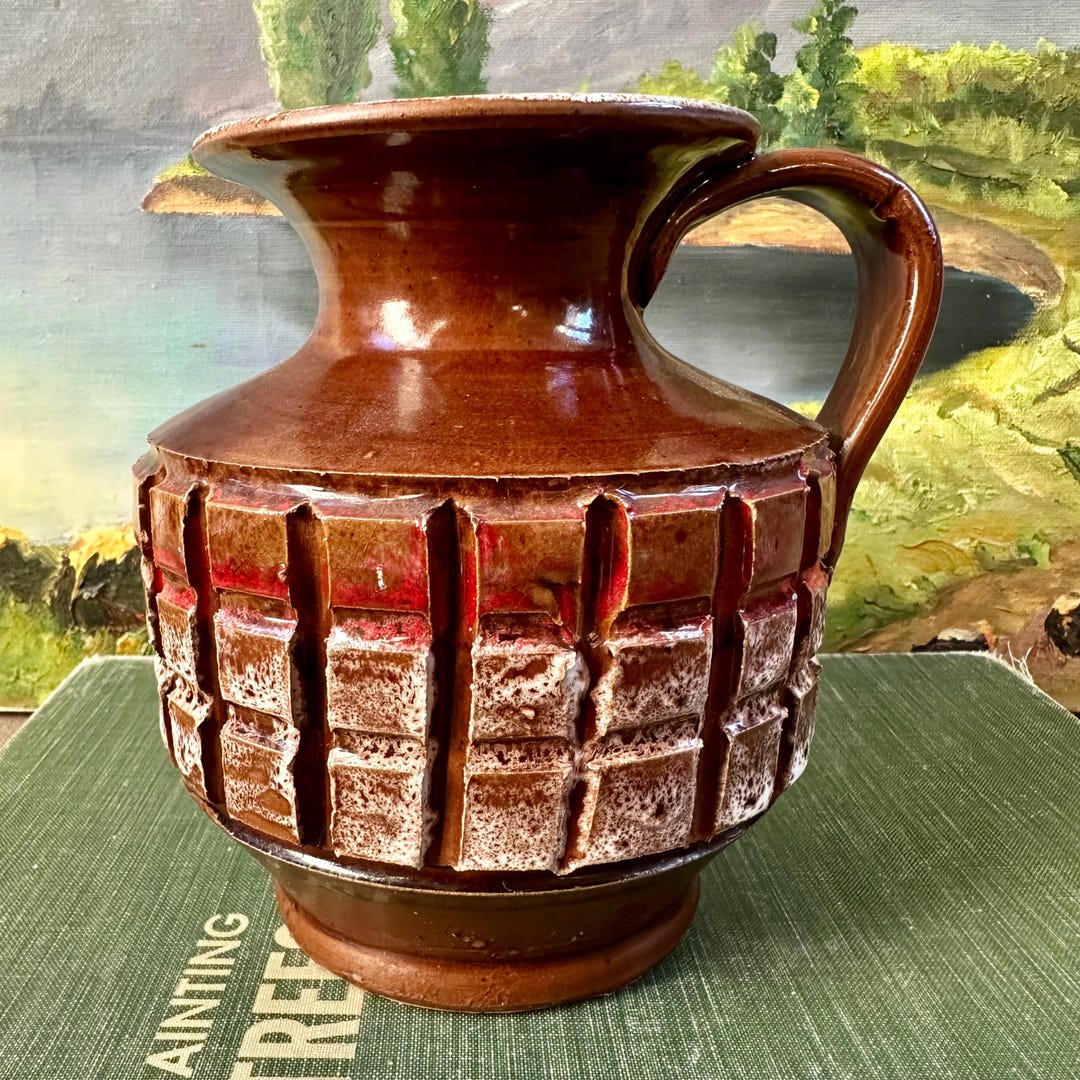 Vintage 1960’s Mid Century “fat Lava” Italian Art Pottery Pitcher Vase ...
