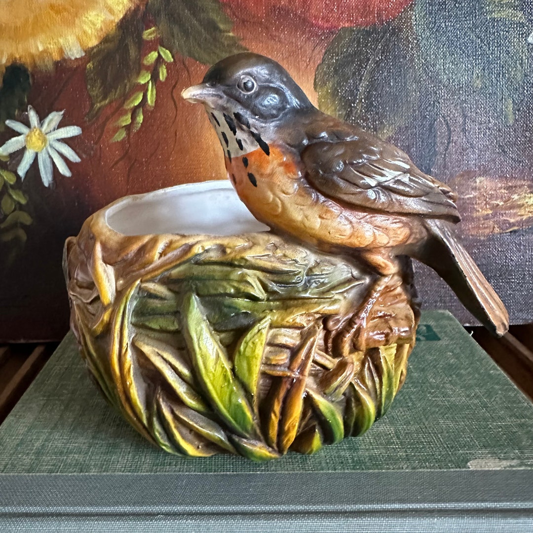 Inarco Japan 1950s Matte Red Robin Nest Planter, Plant Pot, Bird ...