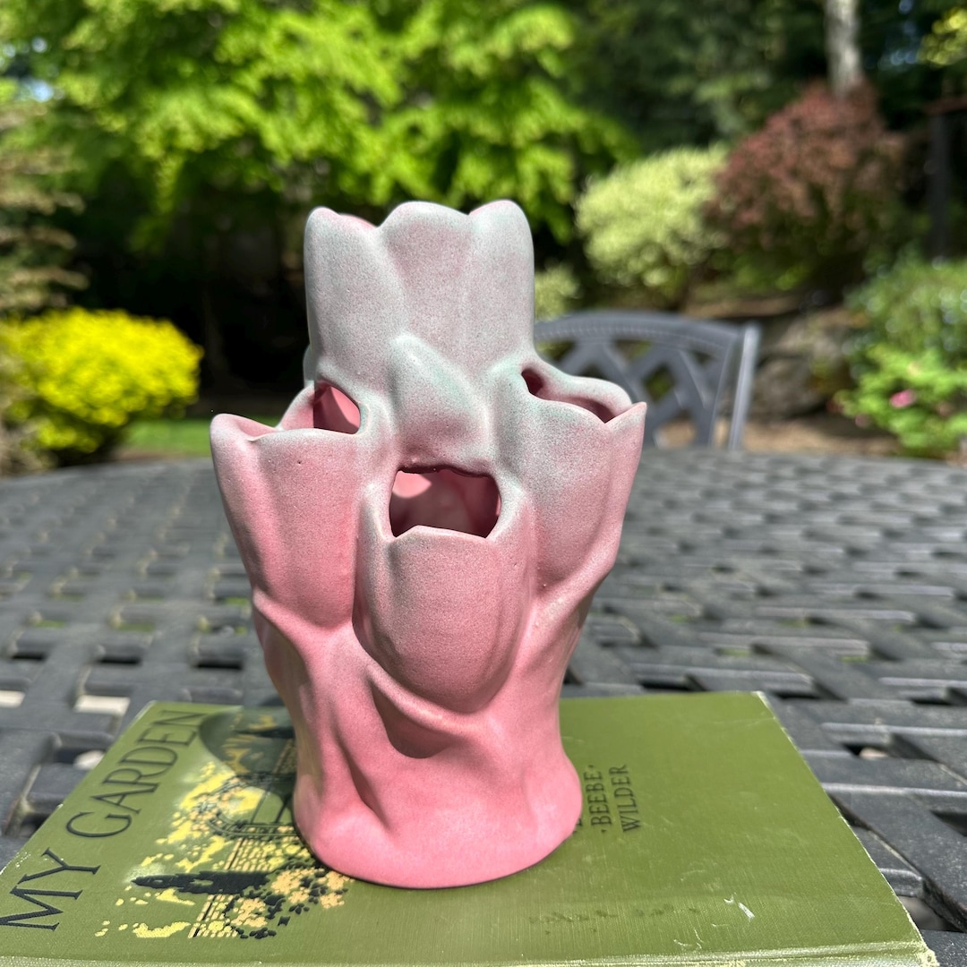 Rare Niloak Pottery Tulip Vase, Arts and Crafts Flower Frog, Pink ...