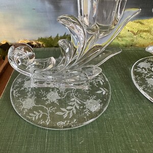 Pair of Vintage 1940s Fostoria Baroque Cornucopia Flame Stem Clear ...
