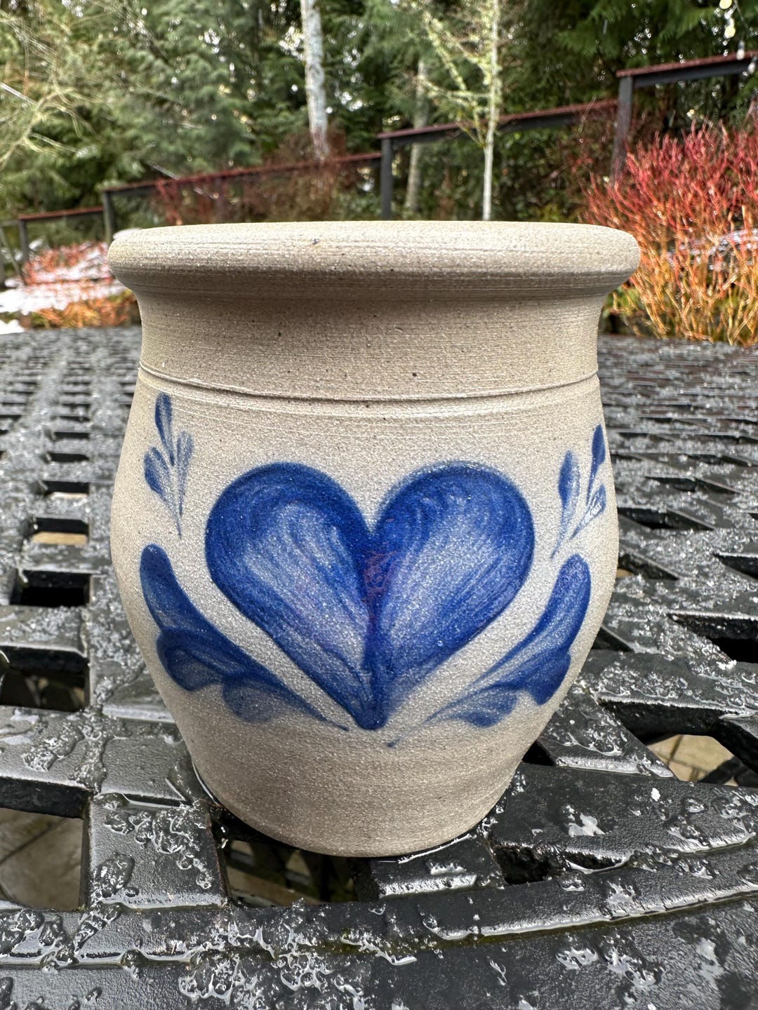 Vintage Rowe Pottery Works Salt Glazed Stoneware Crock With Cobalt Blue ...