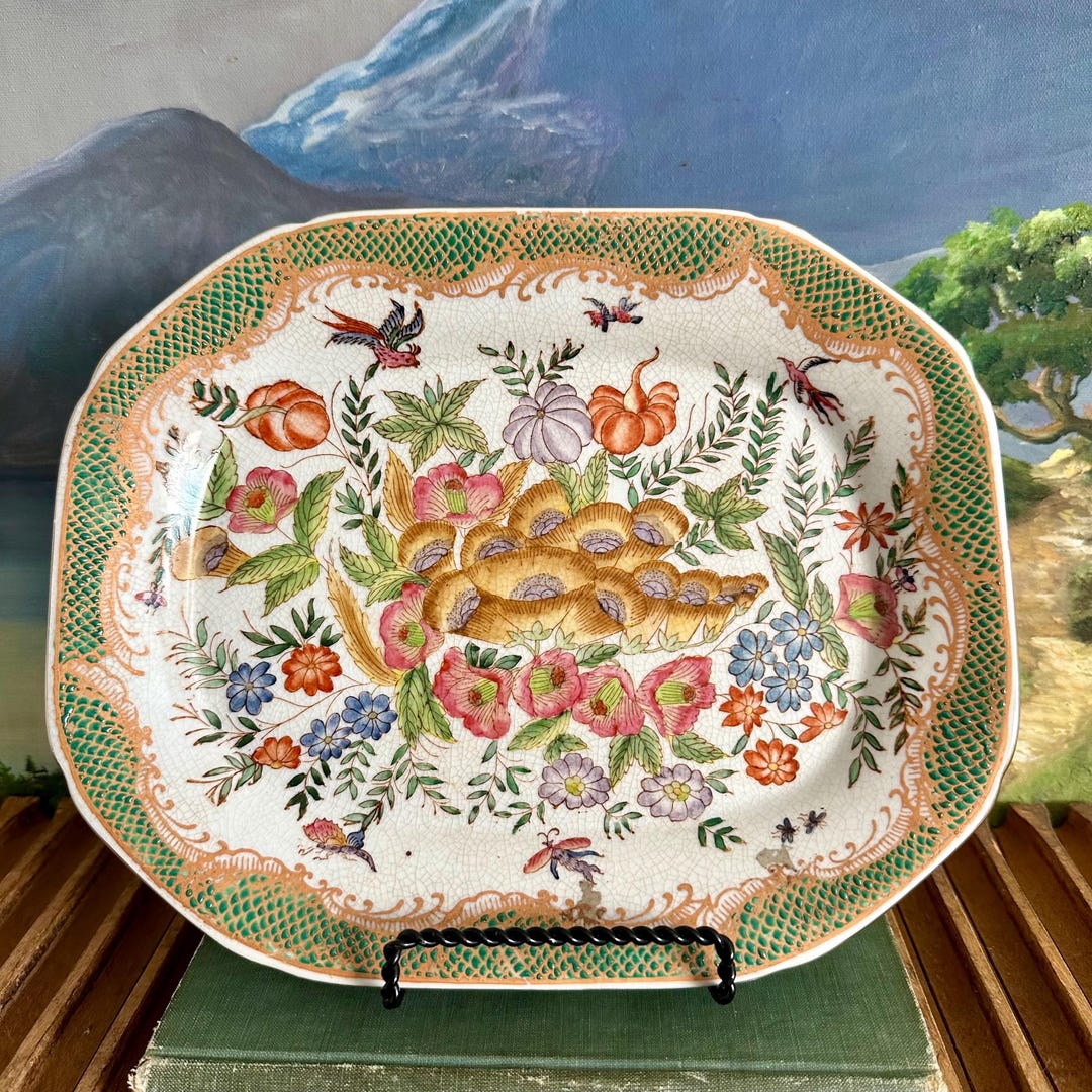 RARE Hua Ping Tang Zhi Chinese Ceramic Plate, Fall Motif With Pumpkins ...