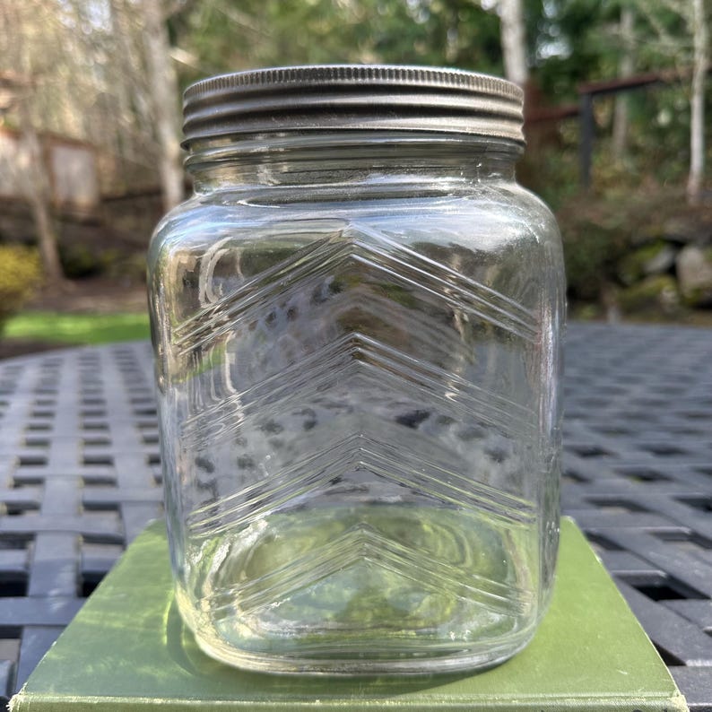 Vintage 1940s Monarch Finer Foods Jar, Lion's Head, Chevron Pattern - Etsy