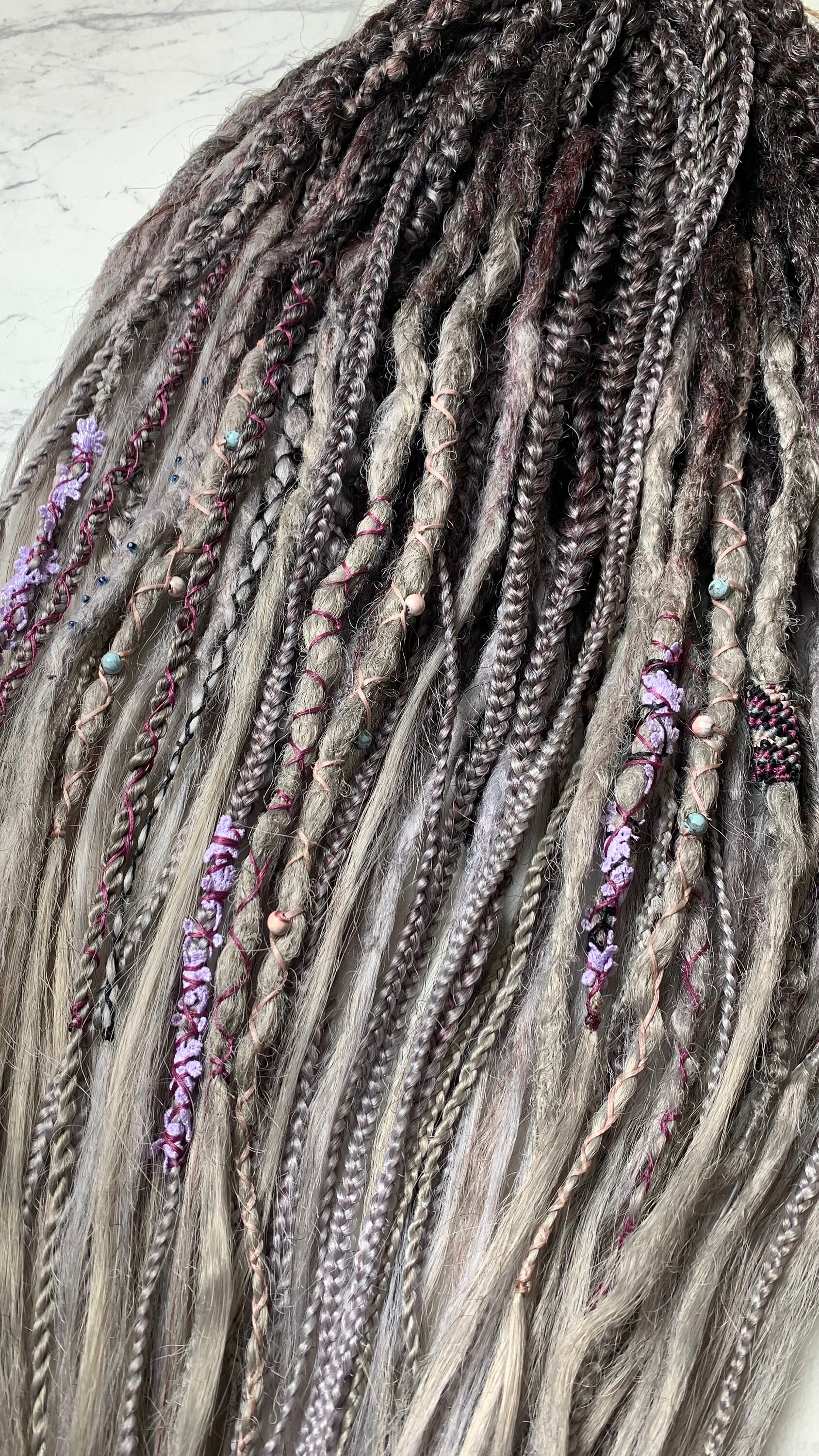 Natural Dreadlocks Black Gray Adorned Dreadlocks Boho De(double End) - Etsy