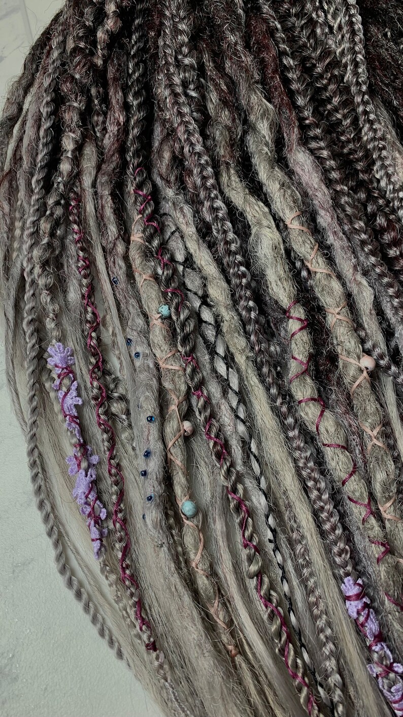 Natural Dreadlocks Black Gray Adorned Dreadlocks Boho De(double End) - Etsy