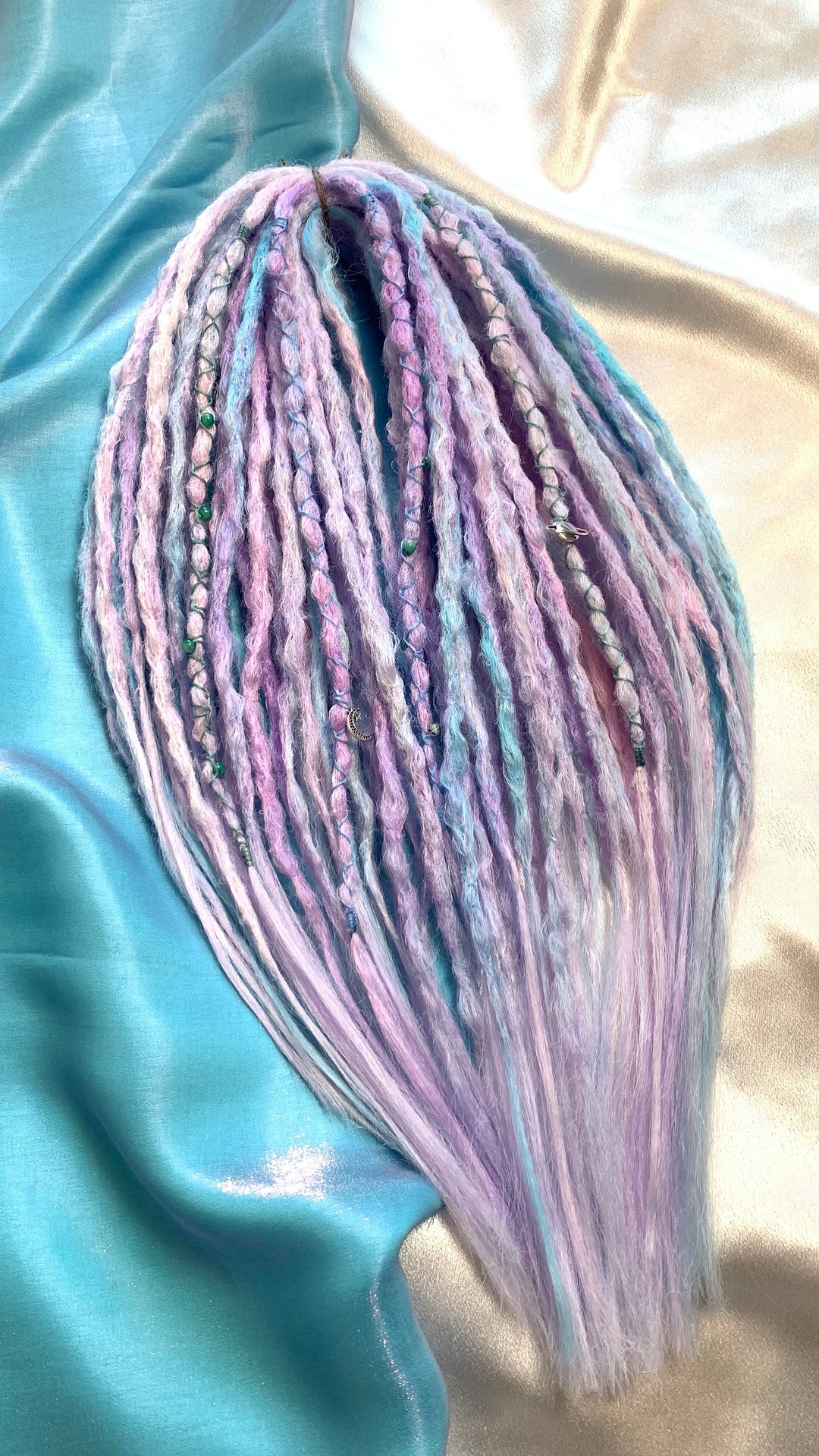Natural Dreadlocks Rainbow Light Purple Blue Pink Adorned Dreadlocks ...