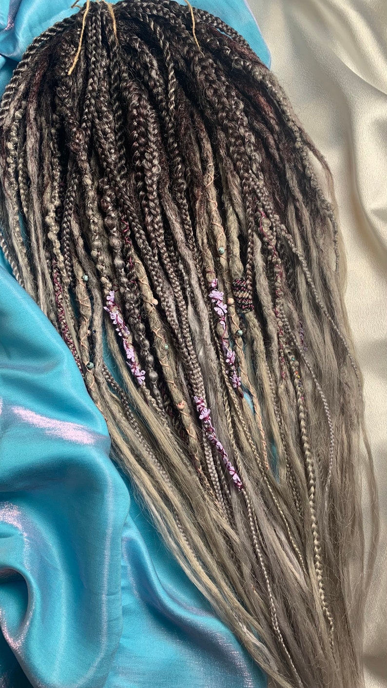 Natural Dreadlocks Black Gray Adorned Dreadlocks Boho De(double End) - Etsy