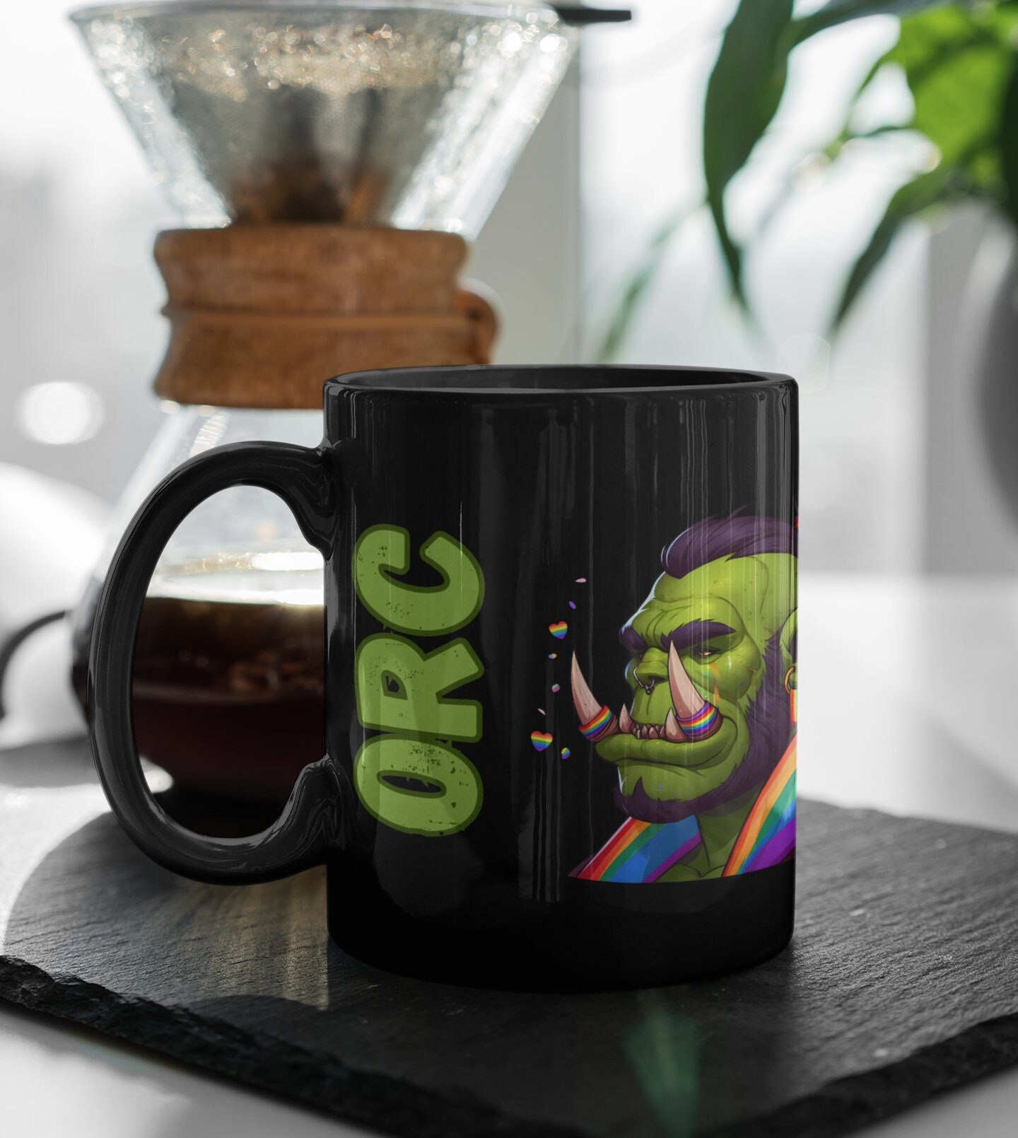 Orc Pride LGBTQ Rainbow Orcs Black Coffee Mug for Fantasy Fans, Pride ...