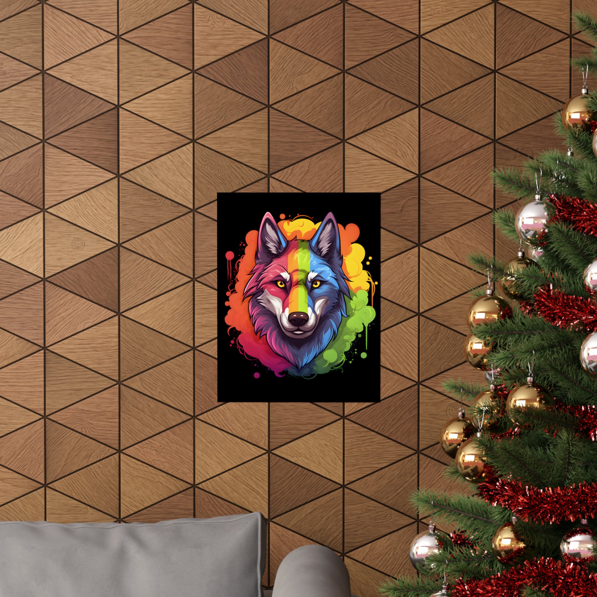 Pride Wolf LGBTQ Poster, Gay Rainbow Furry Wolf Face Art, Furry Wolf ...