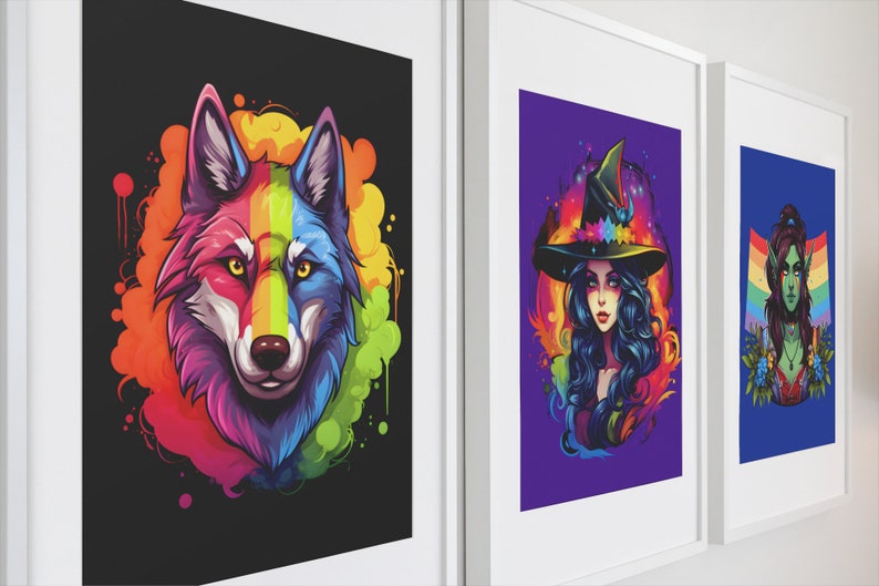 Pride Wolf LGBTQ Poster, Gay Rainbow Furry Wolf Face Art, Furry Wolf ...