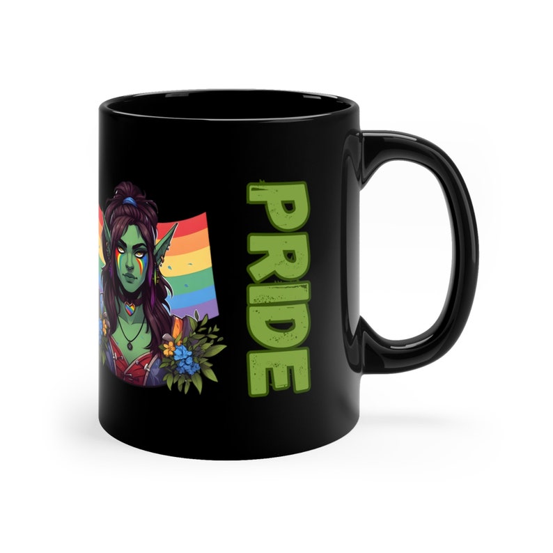 Orc Pride LGBTQ Rainbow Orcs Black Coffee Mug for Fantasy Fans, Pride ...