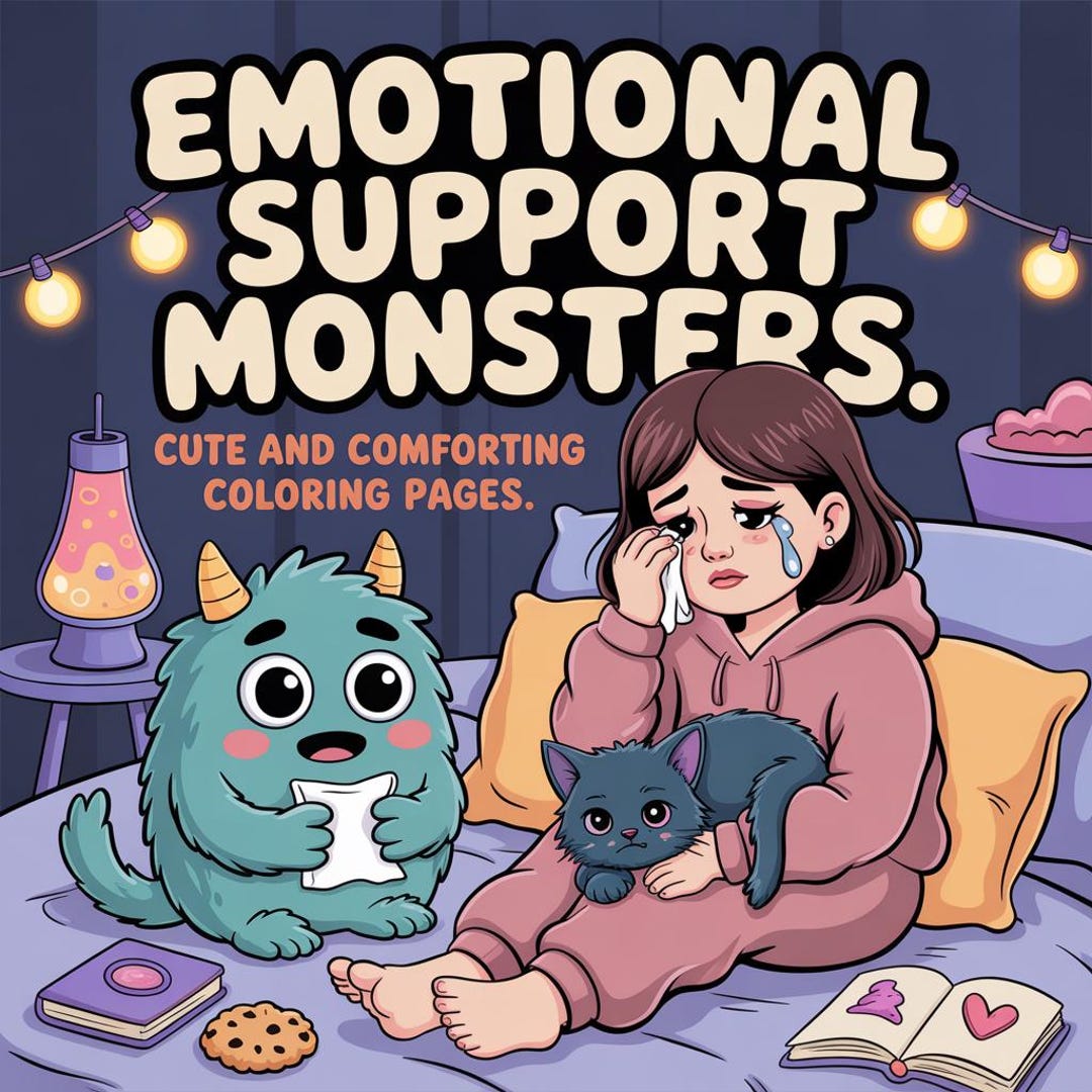 Emotional Support Monsters Coloring Book, 80+ Cute Weirdcore Creature ...