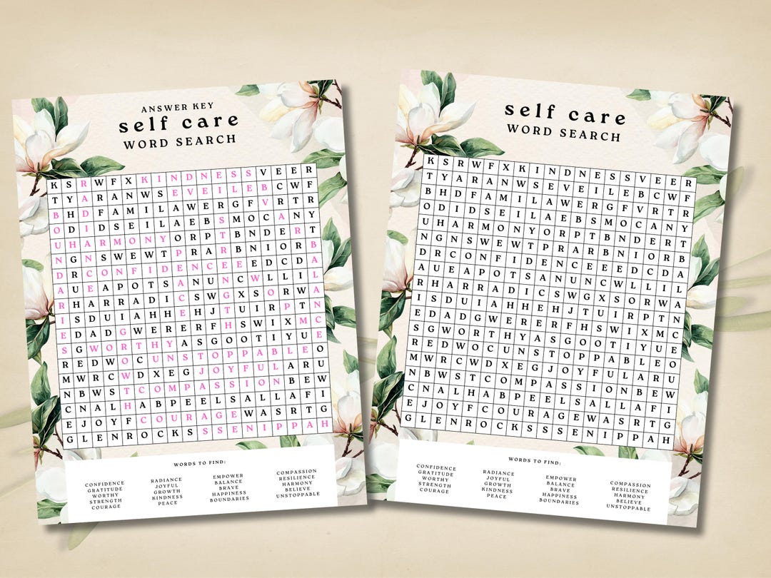 Self Care Word Search Printable - Mental Health Activity for Adults and ...