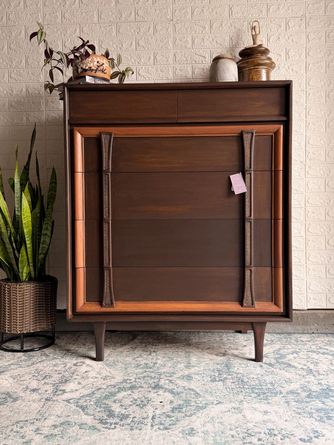 Refinished Drexel PACER Highboy Chest | Mid-century Modern Walnut ...