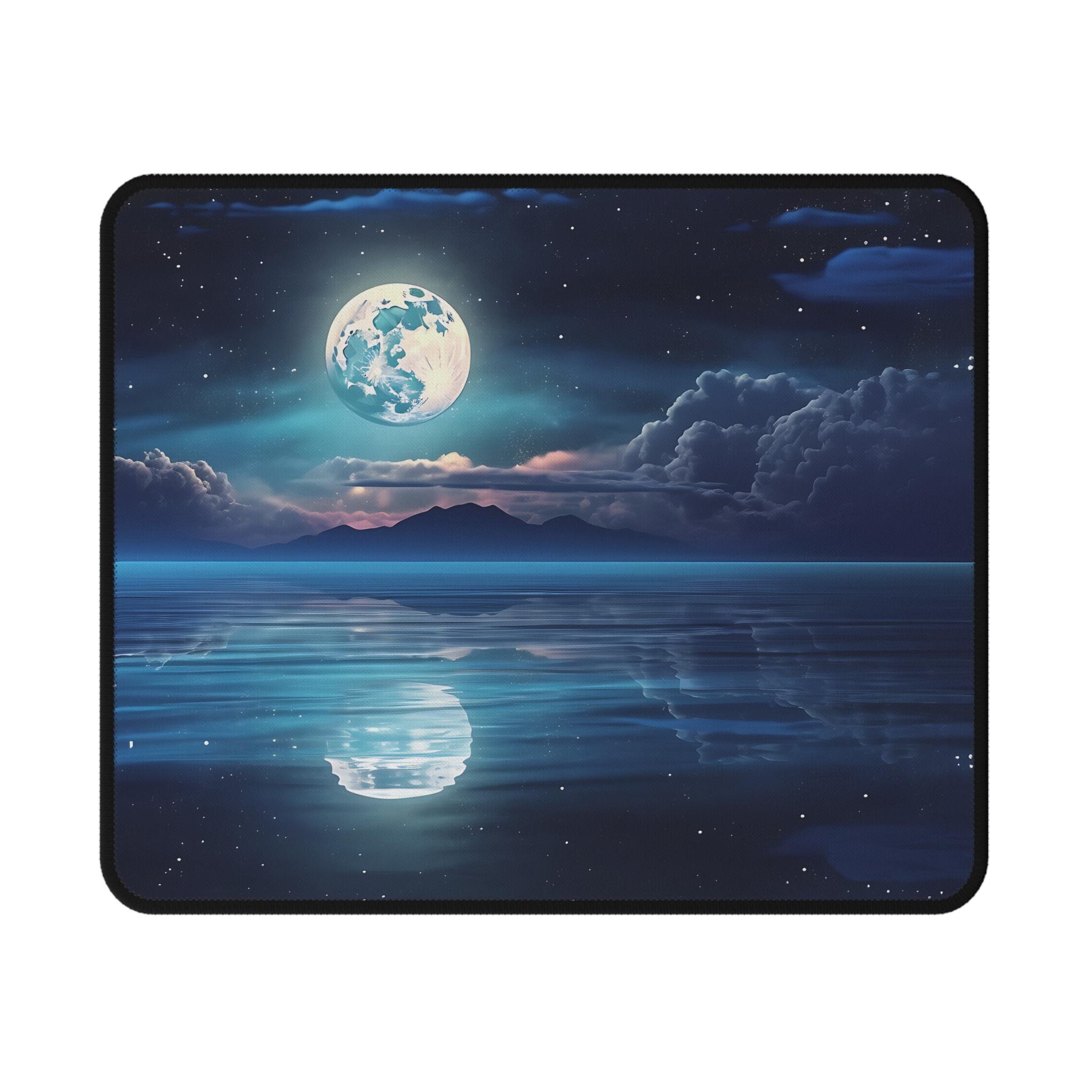Mouse Pad, Full Moon Above Mountains and Clouds, Nighttime Landscape ...