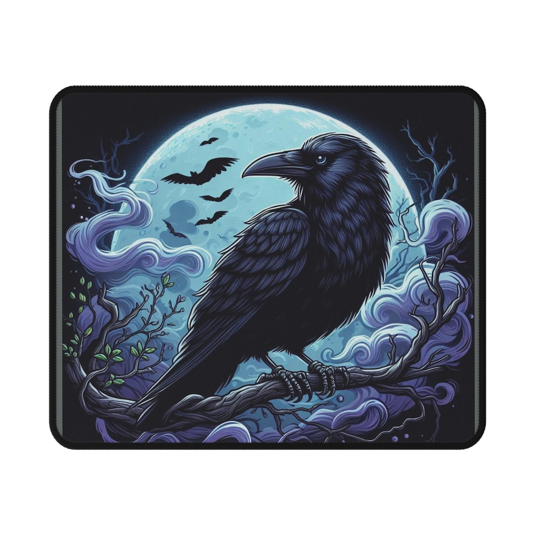 Gaming Mouse Pad, Gothic Raven #2, Full Moon, Owls, Nevermore, Desk ...