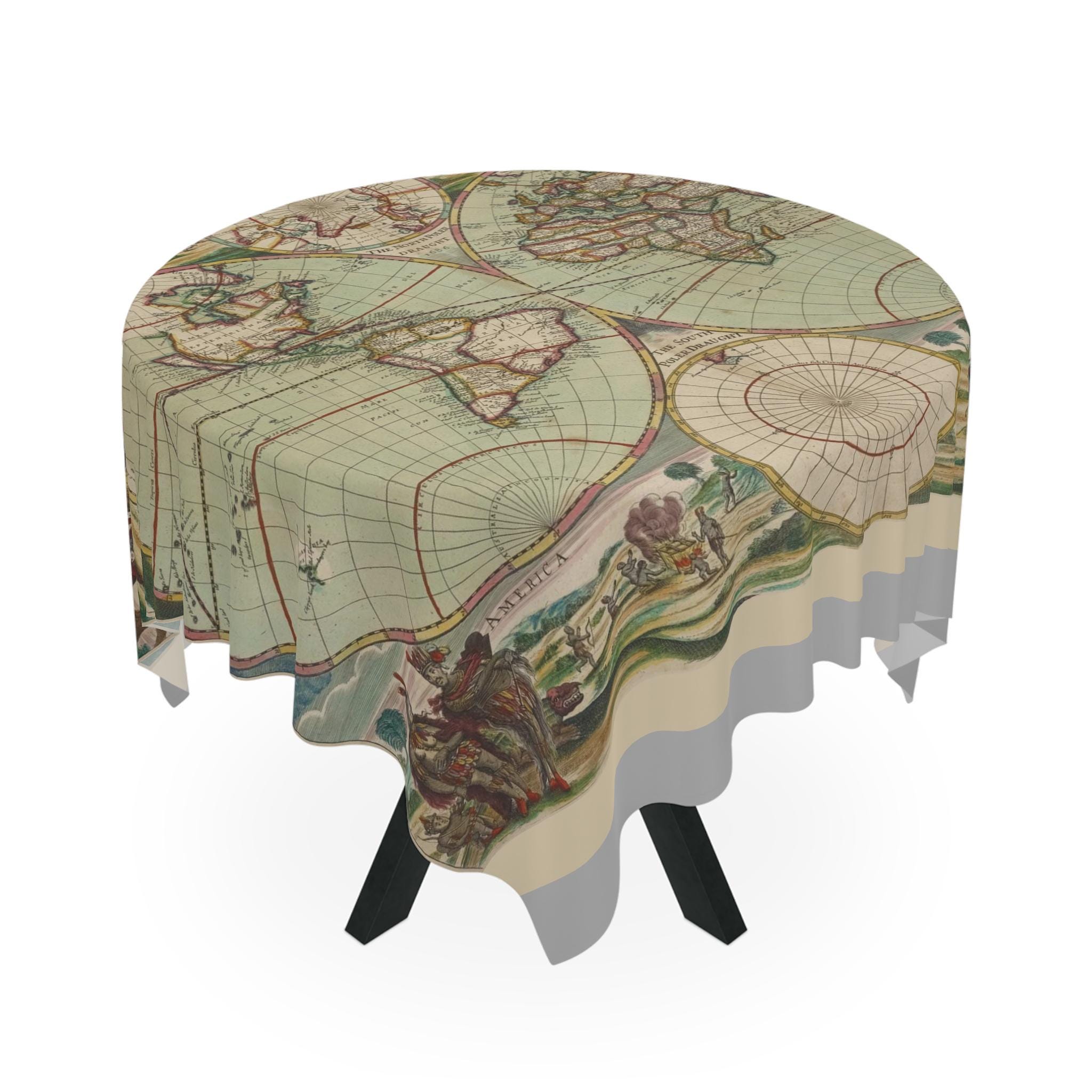 Vintage World Map Tablecloth, Antique Map Table Cover, Traveler Gift ...