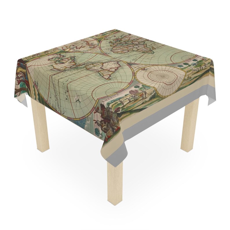Vintage World Map Tablecloth, Antique Map Table Cover, Traveler Gift ...