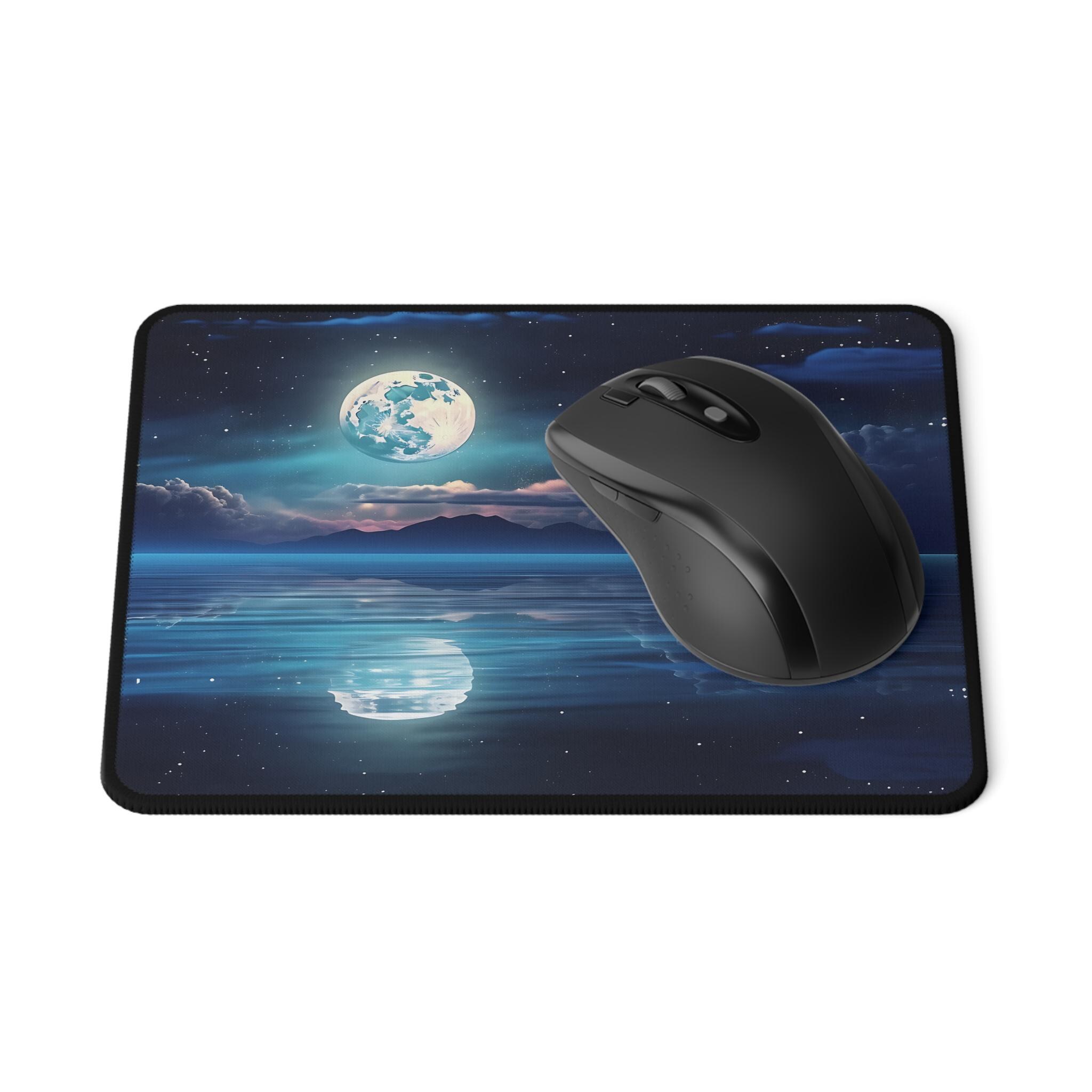 Mouse Pad, Full Moon Above Mountains and Clouds, Nighttime Landscape ...
