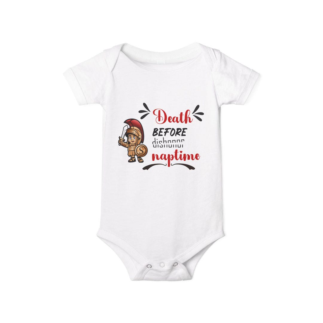 Infant Onesie, Death Before Naptime Funny Saying Baby Romper, Spartan ...