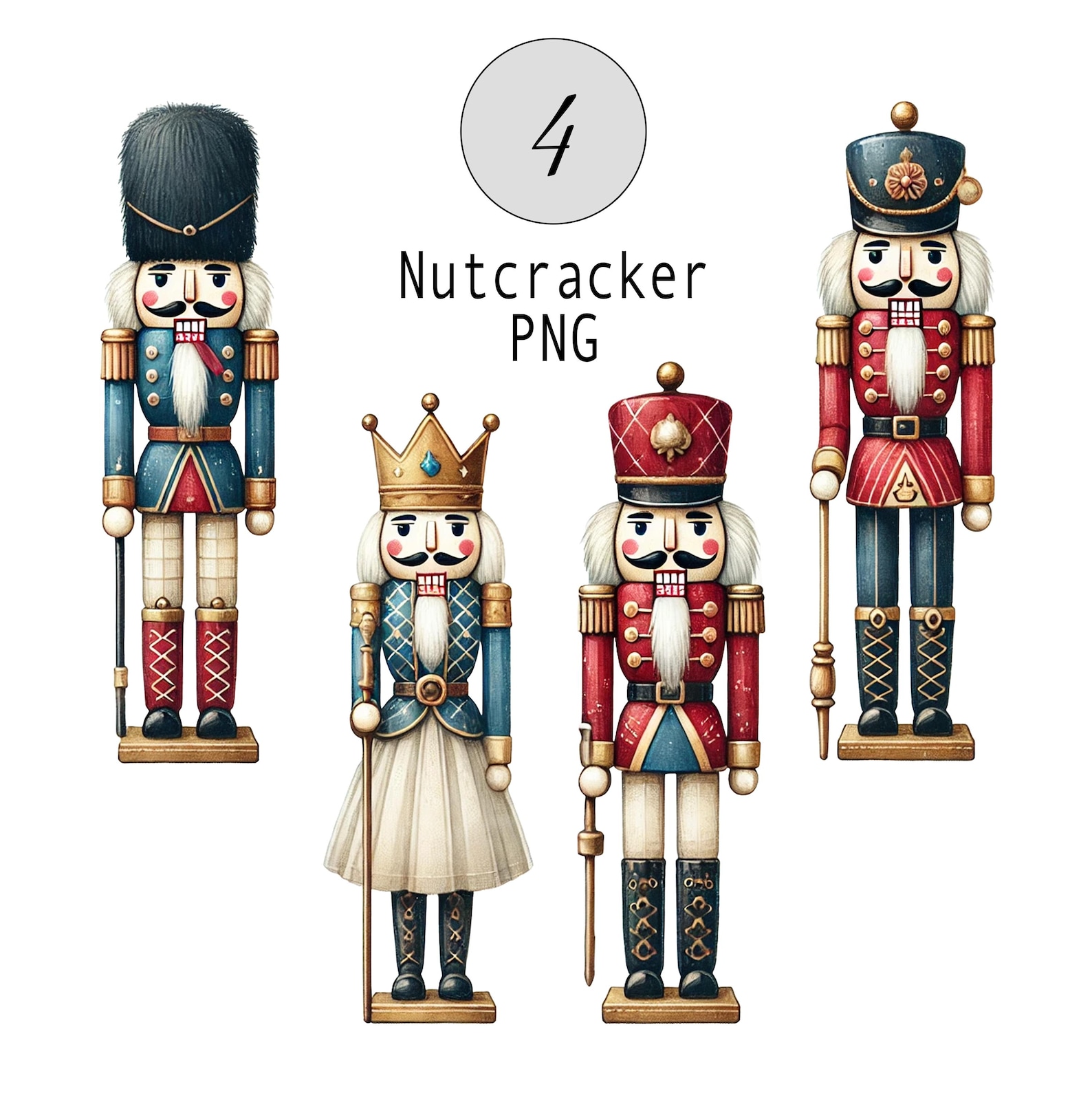 Nutcracker Watercolor Clipart, Nutcracker Christmas Clipart Bundle ...
