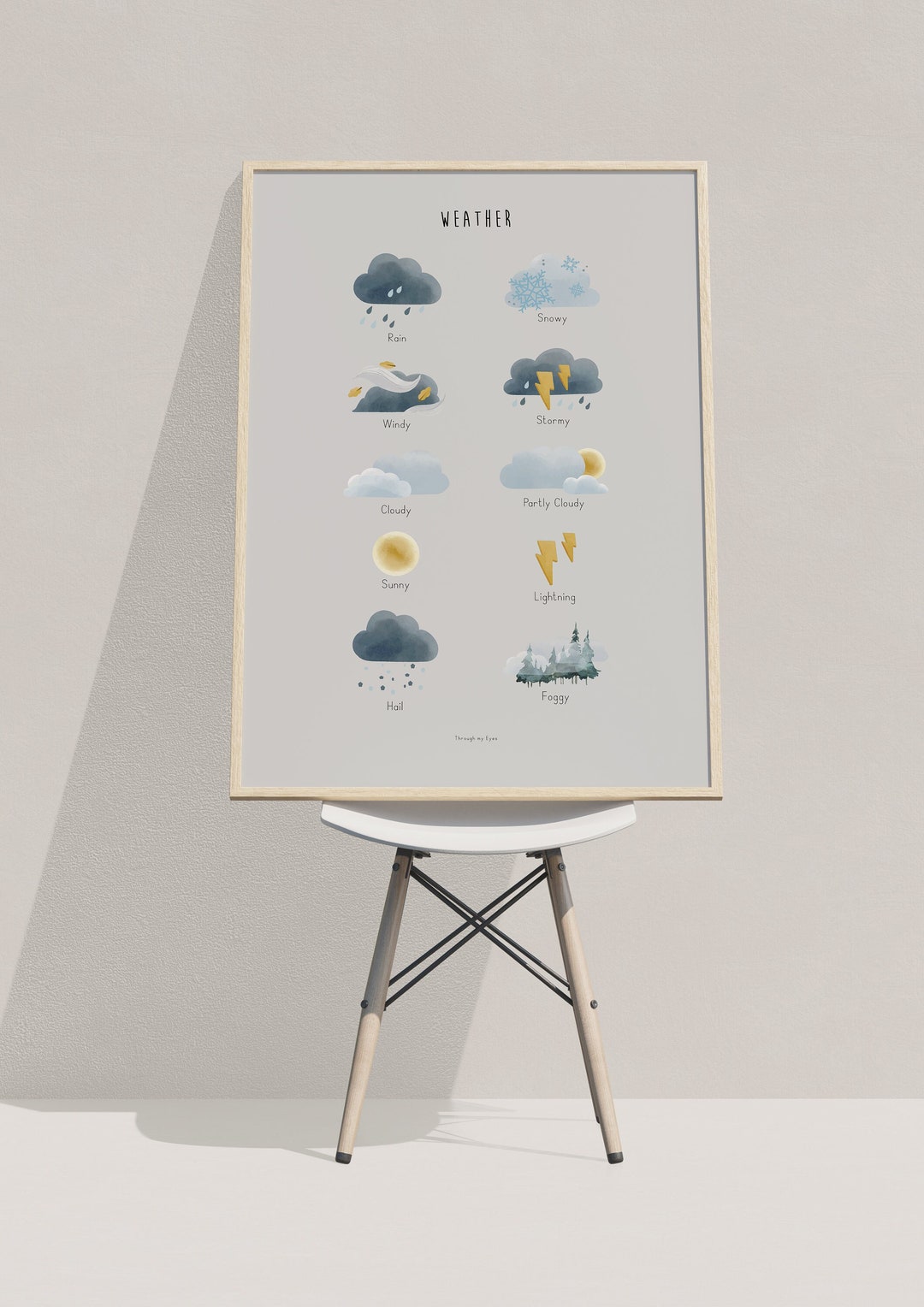 Watercolor Weather Chart for Kids, Daily Weather Poster, Educational ...