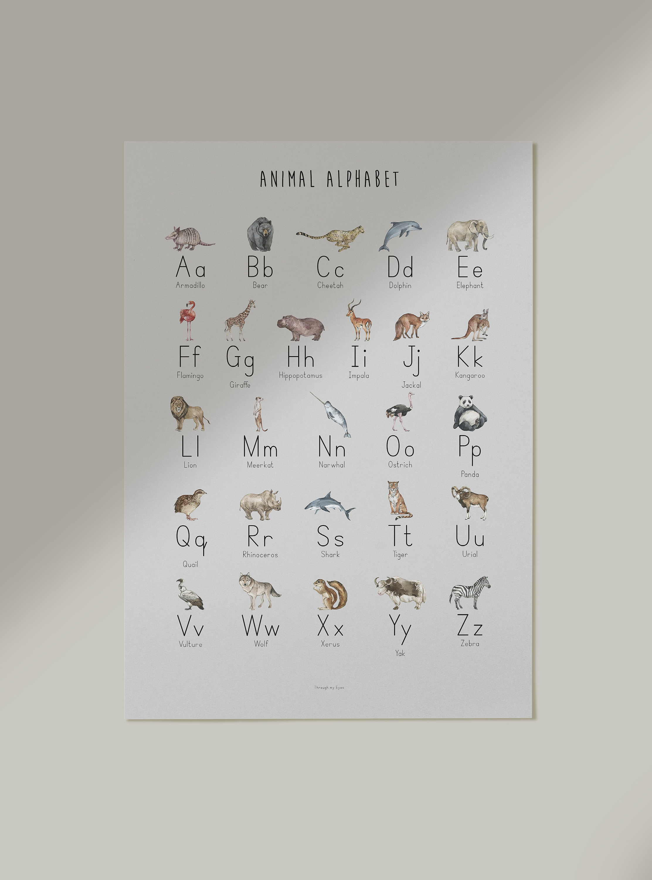 Alphabet Animal Poster Print, A-Z Animal Poster, ABC Poster ...