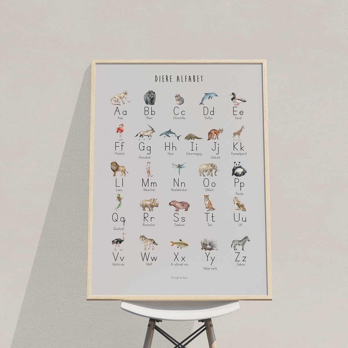 Alfabet Diere Digitale Plakkaat Afrikaans, A-Z Diere Plakkaat, ABC ...