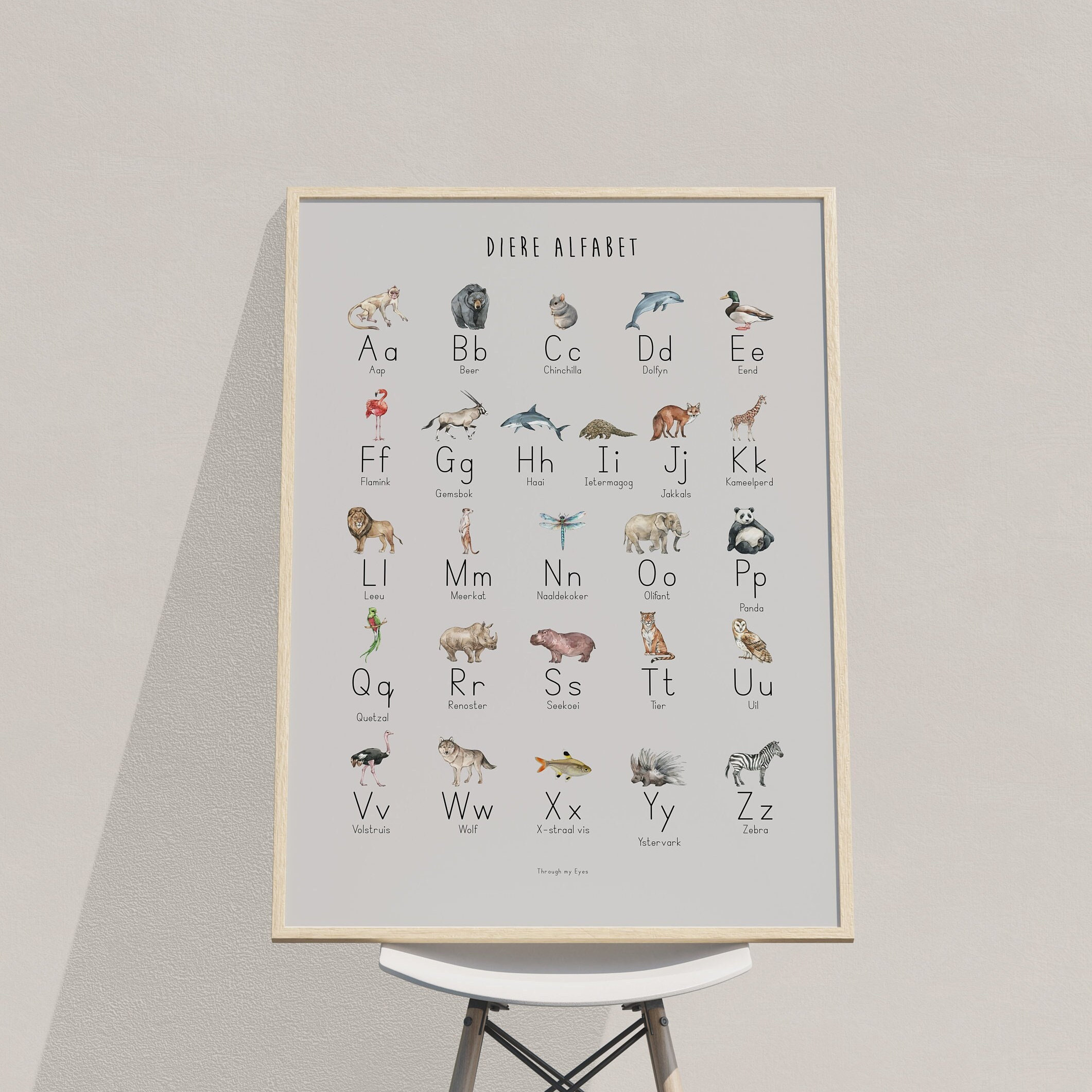 Alfabet Diere Digitale Plakkaat Afrikaans, A-Z Diere Plakkaat, ABC ...