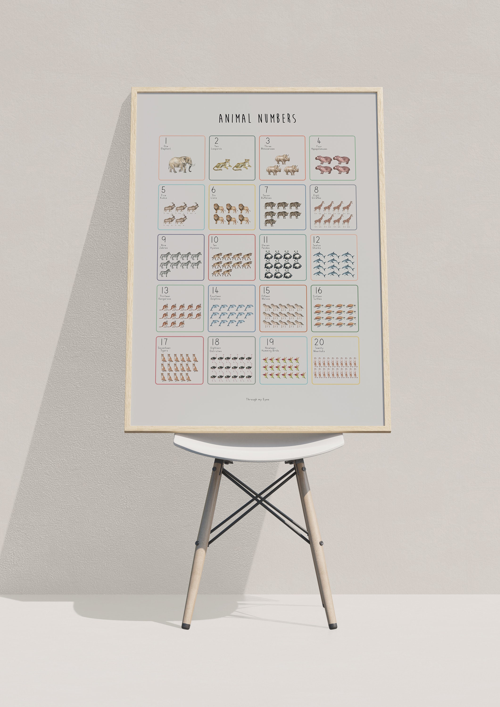 Animal Numbers 1-20 Digital Poster, Educational Poster, Playroom ...