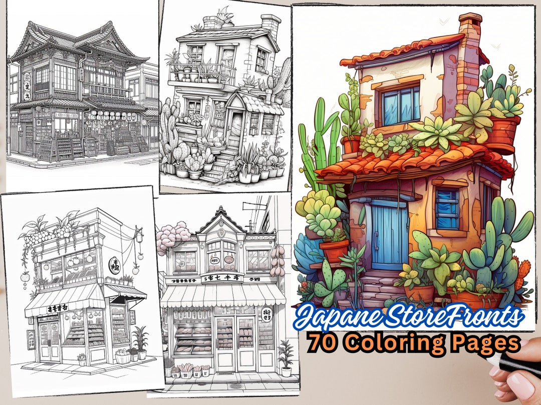 70 Japan Storefront Coloring Pages Printable PDF Whimsical Shop Front ...