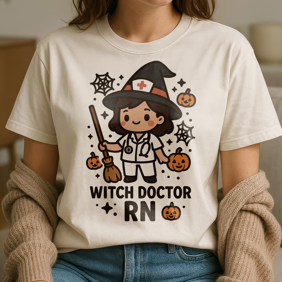 Witch Doctor RN PNG, Cute Nurse Witch Halloween Design, Spooky ...
