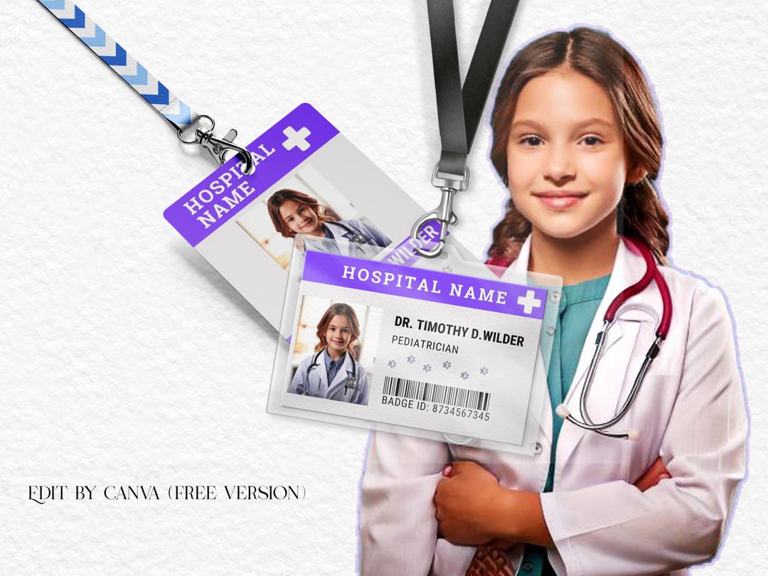 Kids Doctor ID Badge: Pretend Play Name Card (editable Template) - Etsy