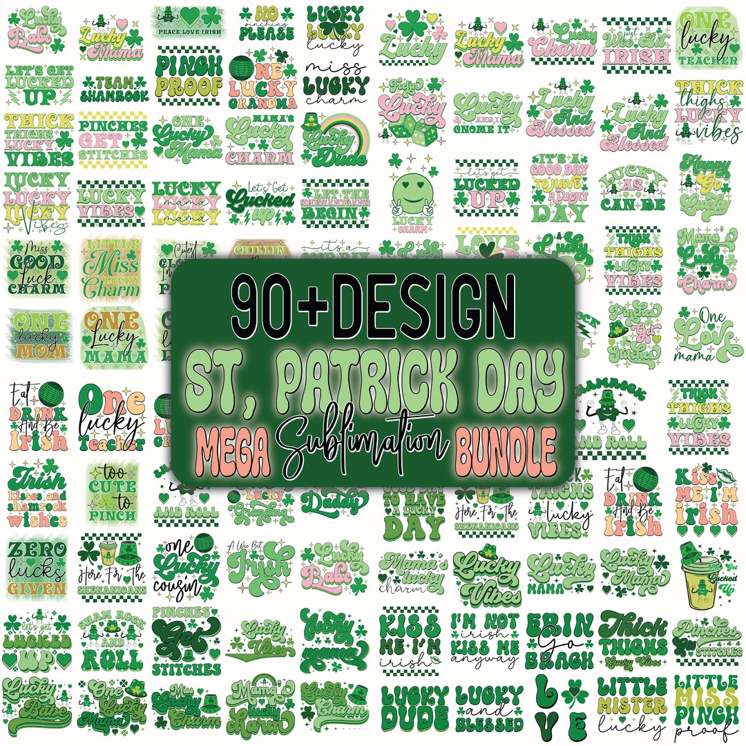 St Patricks Day Png Mega Bundle, Retro St Patricks Png Designs Bundle ...