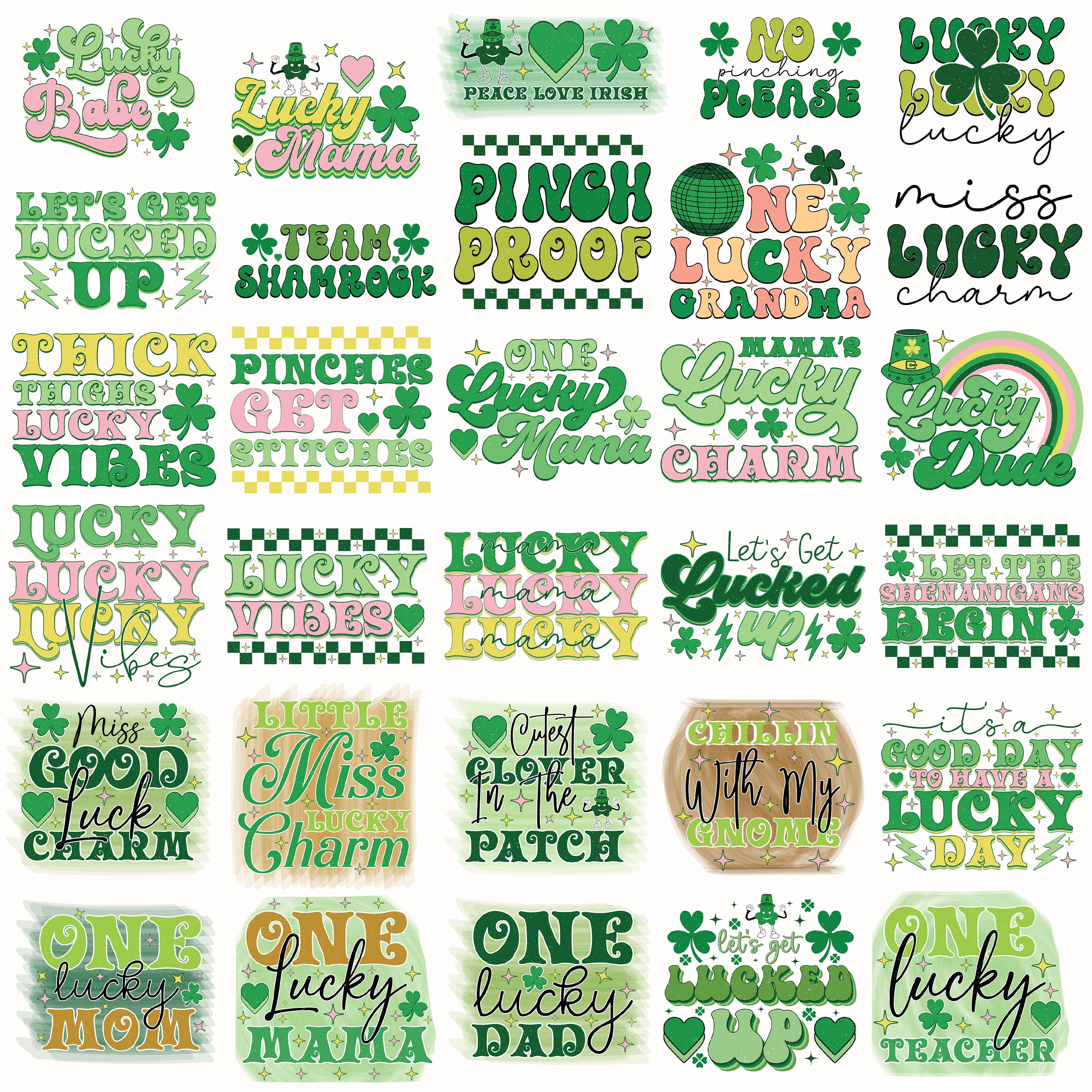 St Patricks Day Png Mega Bundle, Retro St Patricks Png Designs Bundle ...