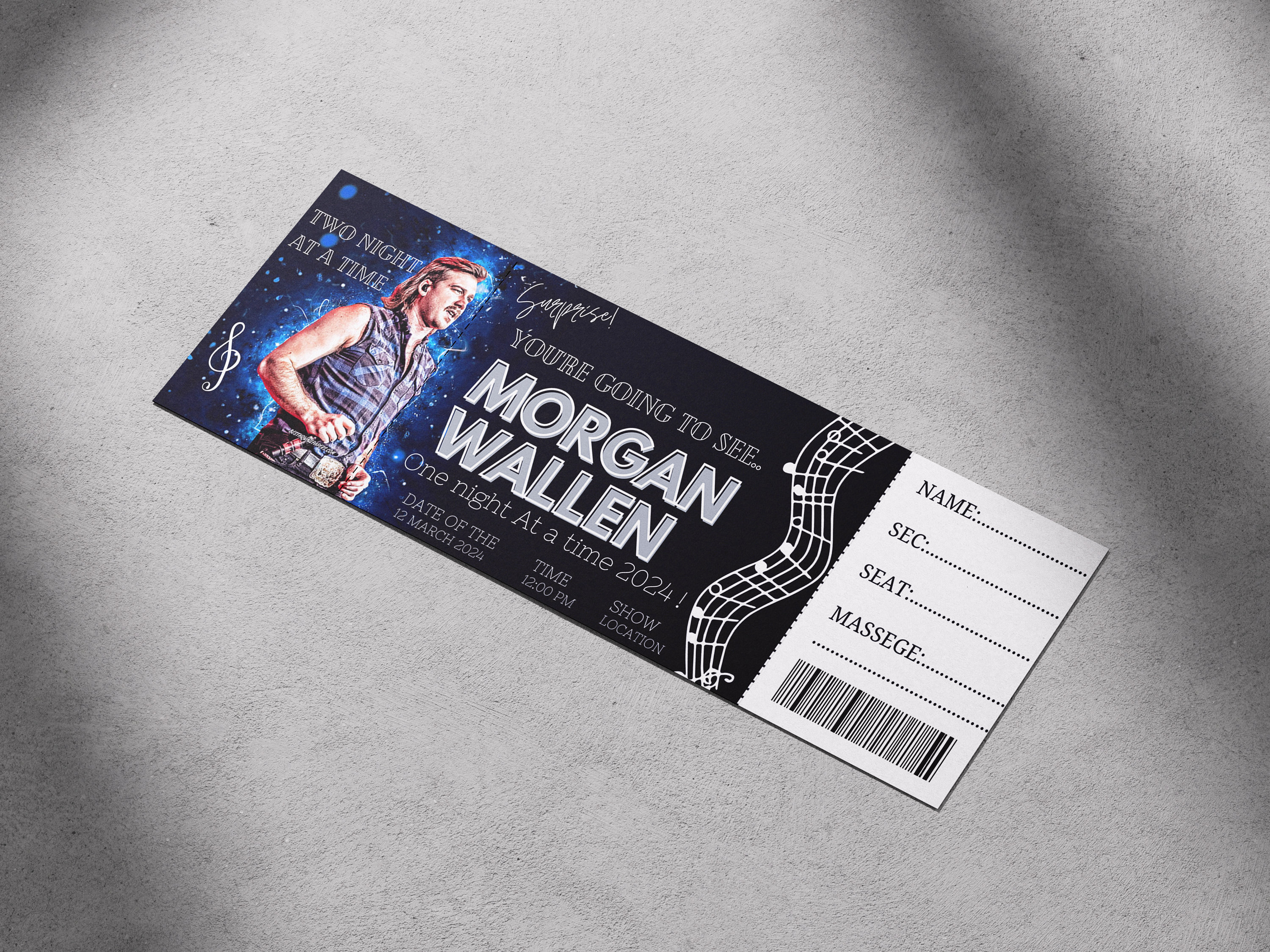 Morgan Wallen Concert Ticket Template: Surprise Gift (PDF) - Etsy