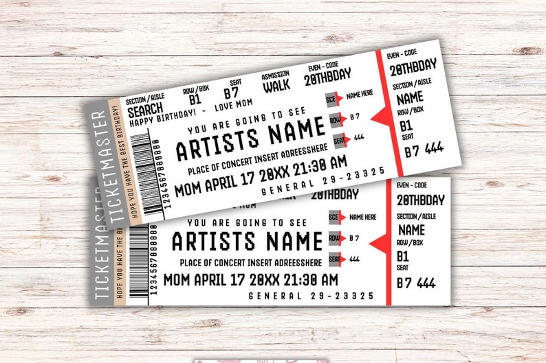 Editable Concert Ticket Template, Surprise Ticket, Birthday Surprise ...