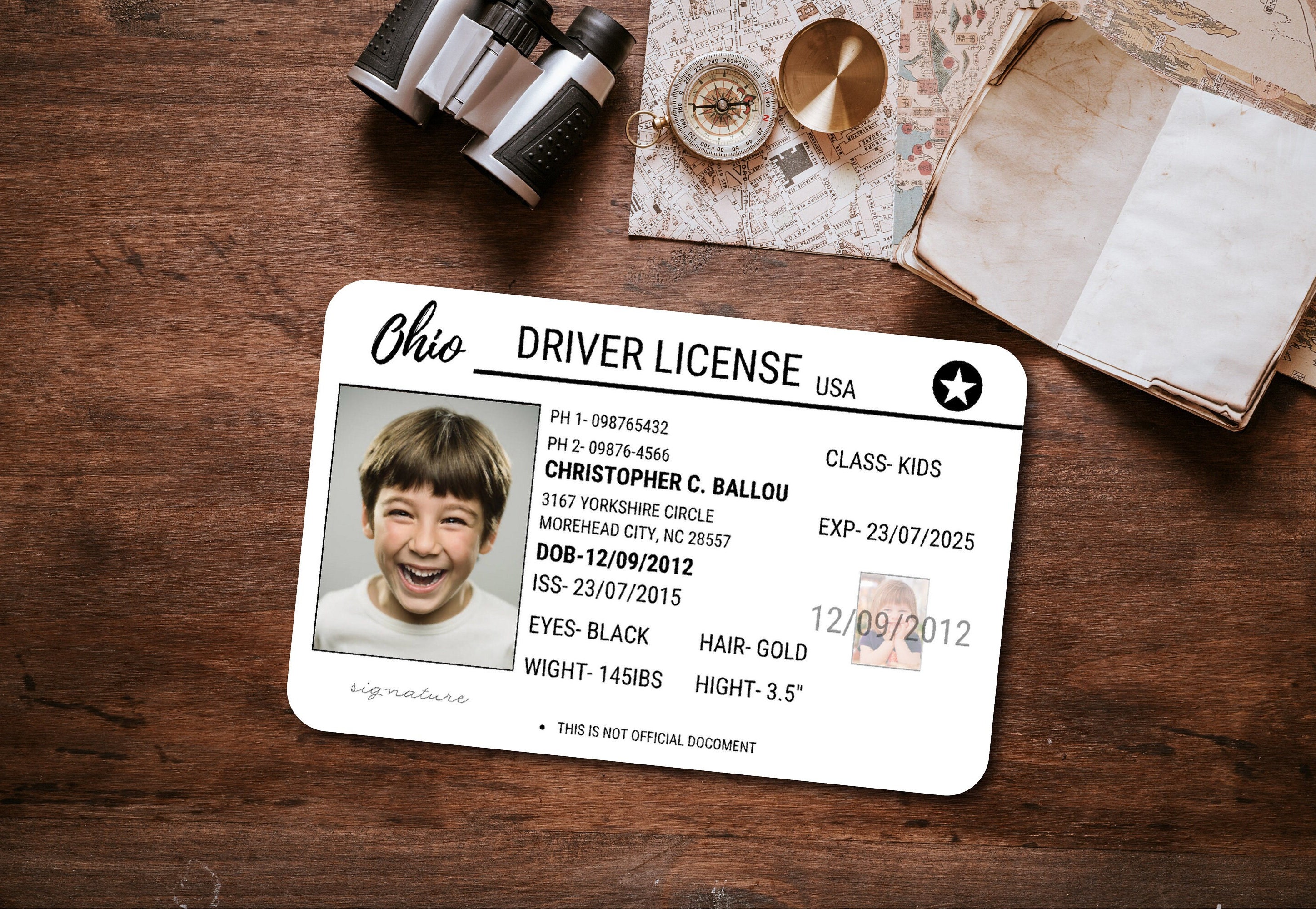 Ohio Driver License, Child ID Card Template, Custom Kids Id Card Design ...
