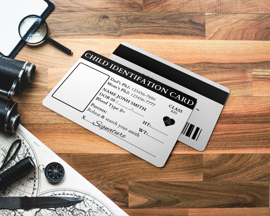 Child Identification Card Template, Custom Kid ID Card Template, Remove Background Child ...