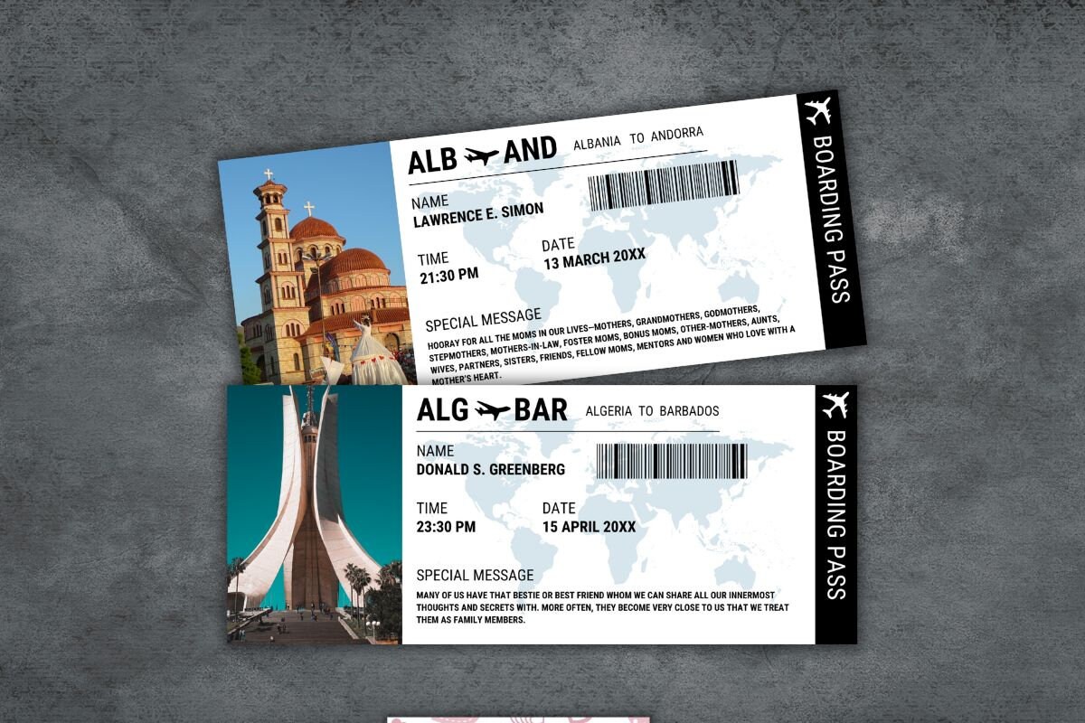 Fly Away Surprise Custom Boarding Pass Template Ready for Takeoff ...