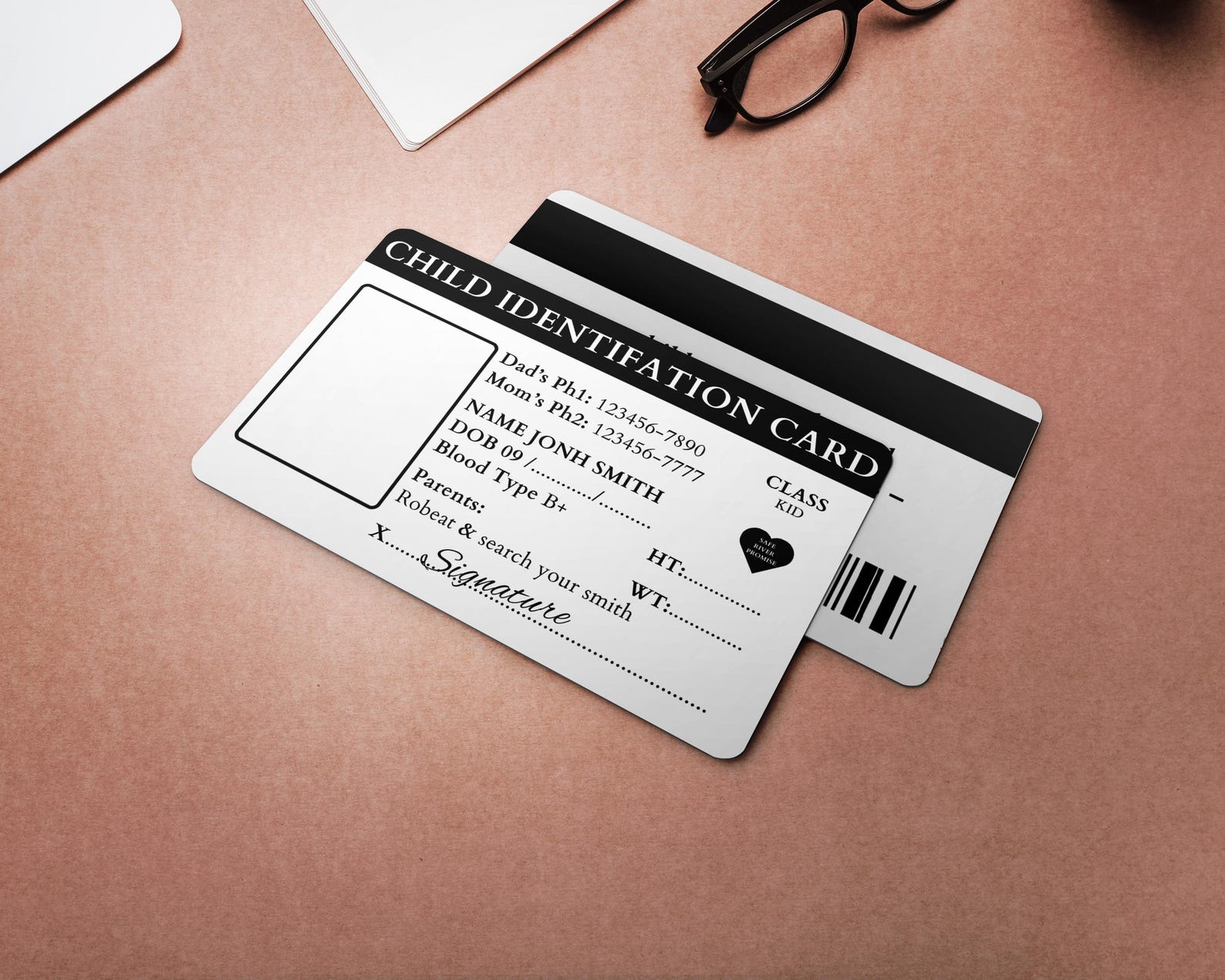 Child Identification Card Template, Custom Kid ID Card Template, Remove ...