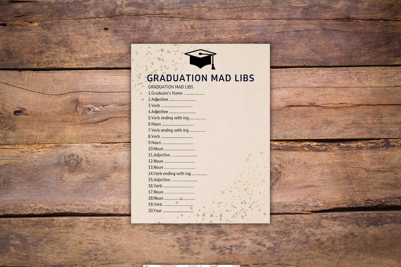 School Grad Mad Libs: Celebrate the Fun| Whimsical Graduation Party Mad ...