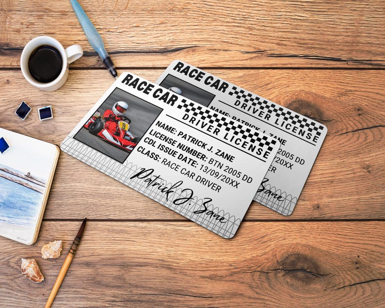 Child ID Card Race Car Driver License, Kids ID Gift Card ...