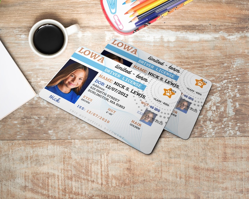 Child Novelty Driver License Template: Kids Safety ID Card (digital) - Etsy
