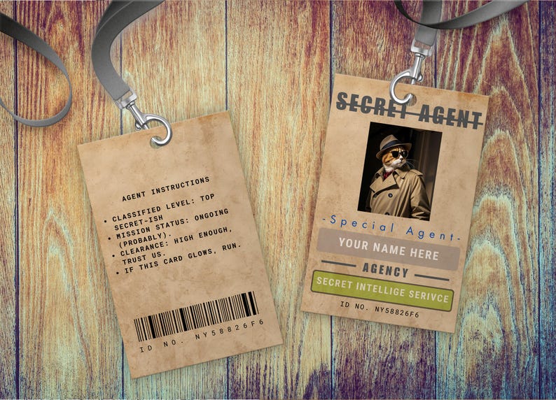 Personalized Secret Agent ID Card – Editable Canva Template (digital ...