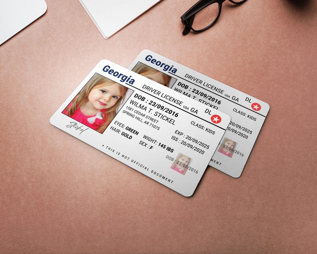 Kids Georgia Driver License Safety Identification Card for Children ...