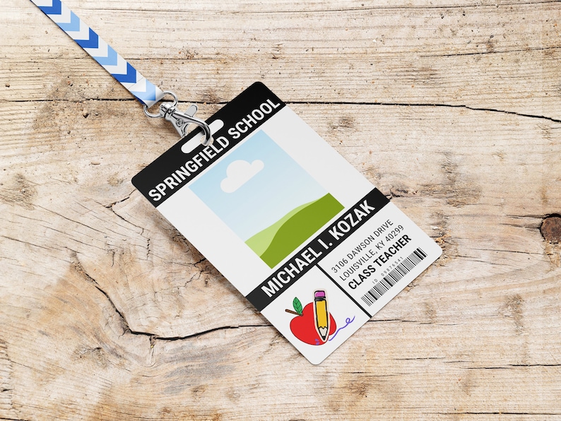 Springfield School Identifation Card| Teacher ID Badge Template| Teacher ID Card| Teacher Name ...