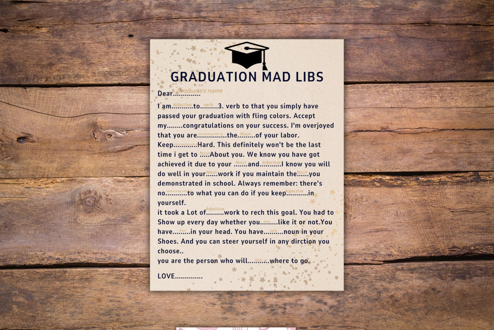 School Grad Mad Libs: Celebrate the Fun| Whimsical Graduation Party Mad ...